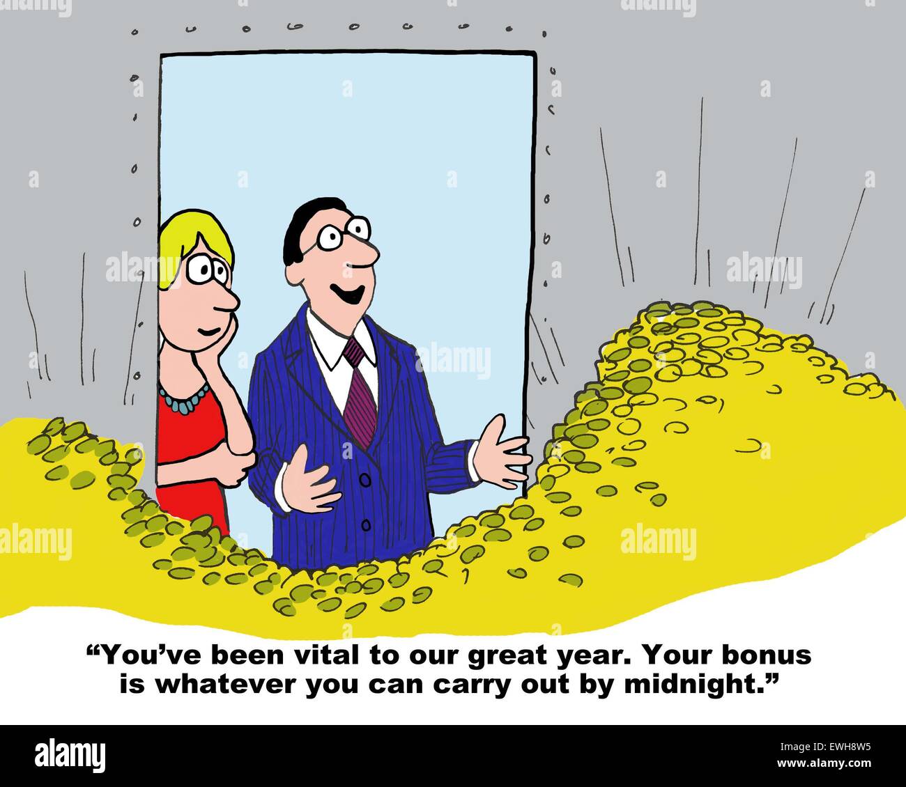 Business cartoon of boss saying to manager, 'you've been vital to our ...