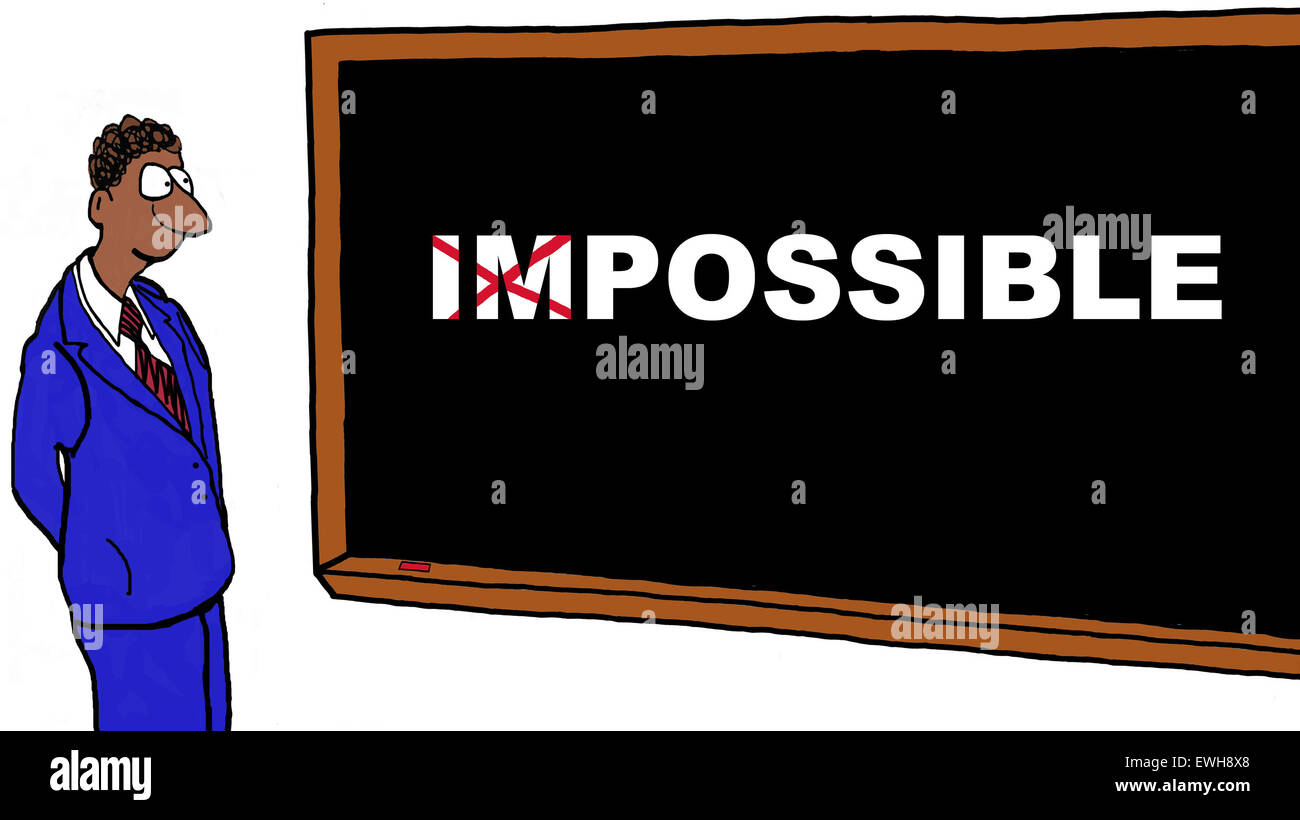 Business cartoon of black businessman, he has turned the 'impossible ...