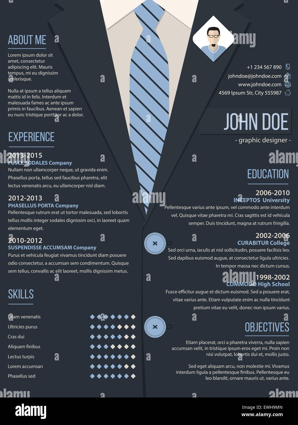 Cool resume cv curriculum vitae template design with business suit ...