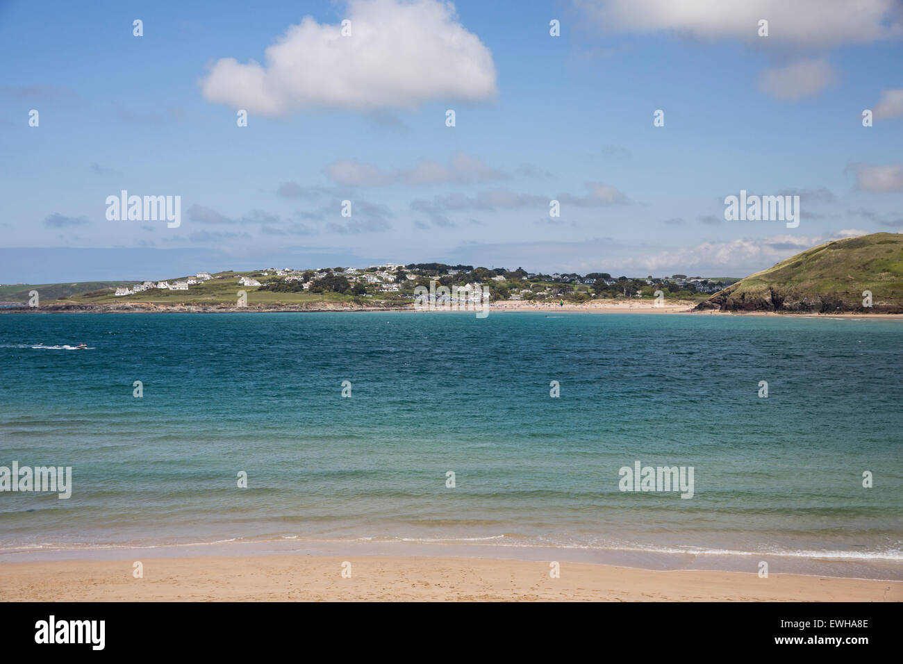 Rock, Cornwall and its beaches seen from Padstow, across the Camel ...