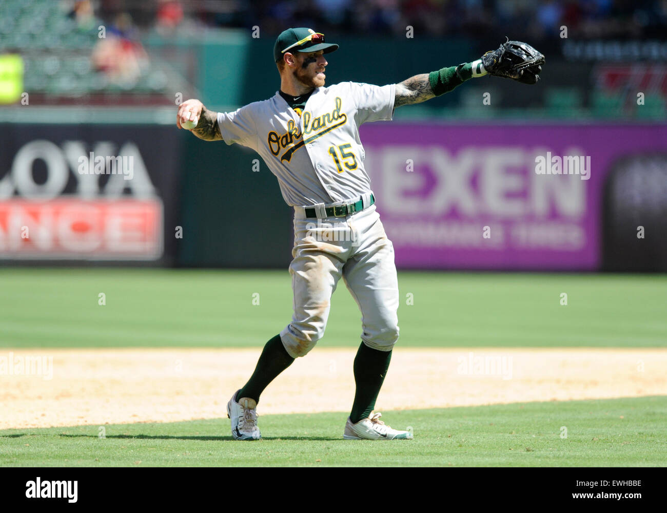 JUN 25, 2015: Oakland Athletics third baseman Brett Lawrie #15 during ...