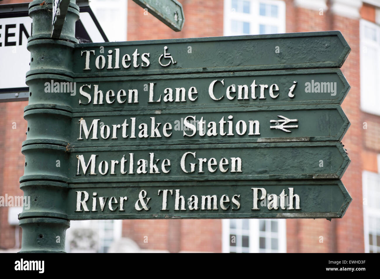 local directions sign in mortlake, southwest london, england Stock ...