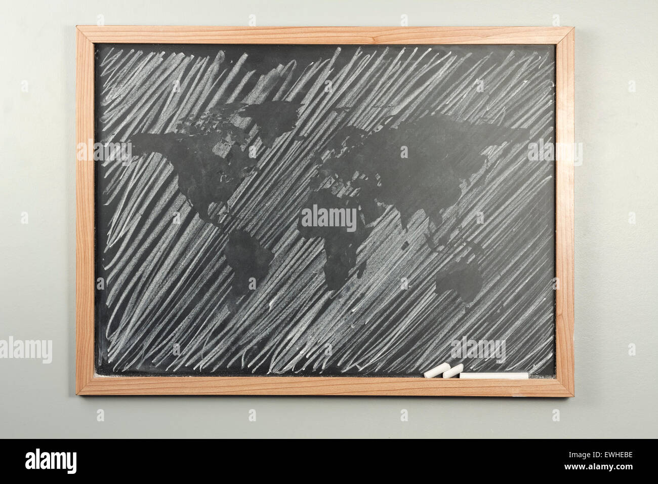 Chalkboard sketch drawing map of the world for education concept Stock ...