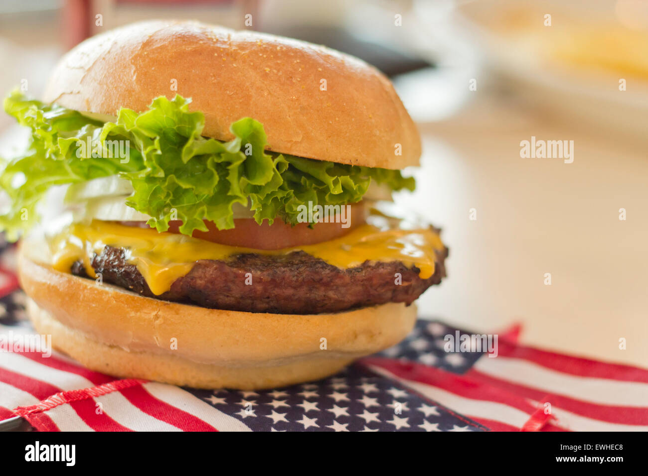 Patriotic American flag cheeseburger for American patriotism ...