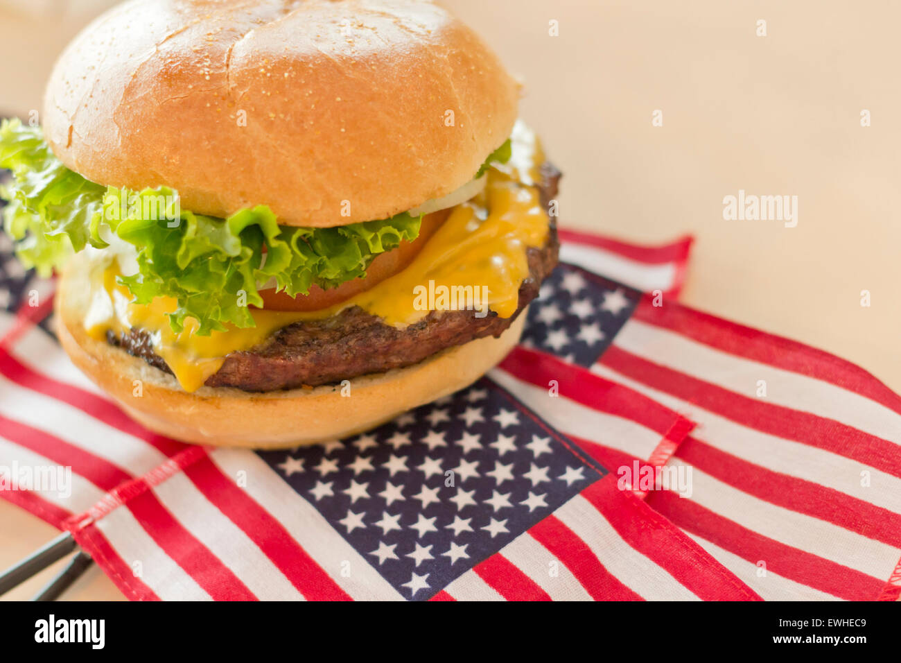 Patriotic American flag cheeseburger for American patriotism ...