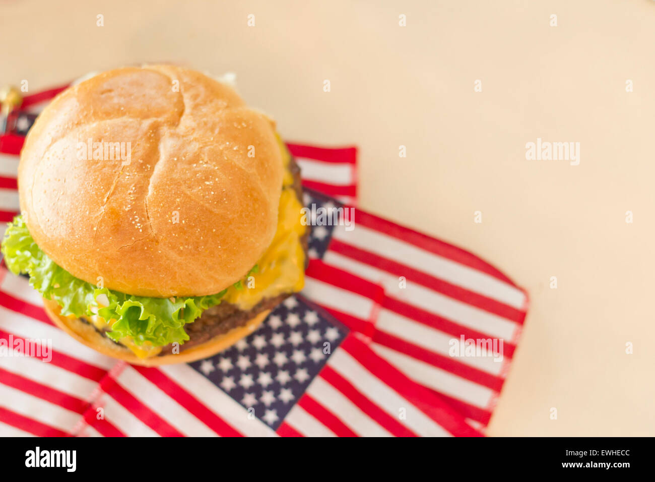 Patriotic American flag cheeseburger for American patriotism ...
