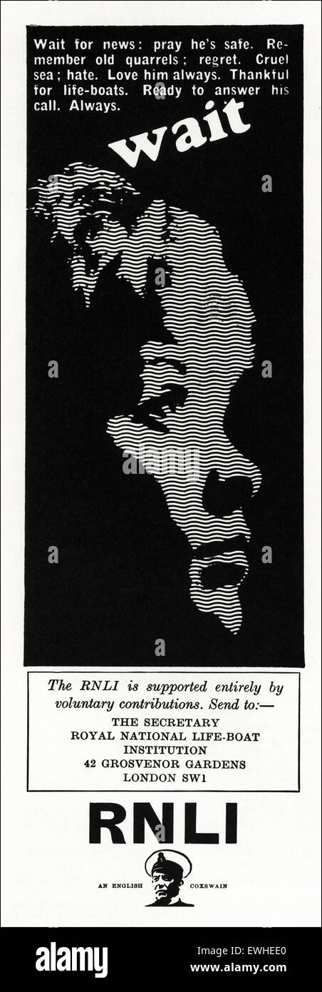 1960s advertisement circa 1962 magazine advert for RNLI Royal National ...
