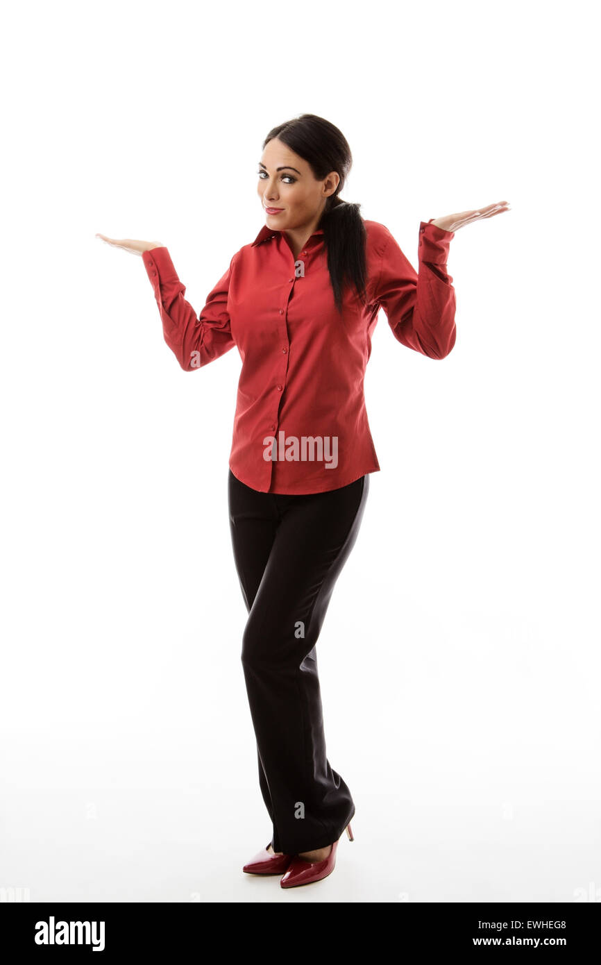 Woman shrugging shoulders hi-res stock photography and images - Alamy