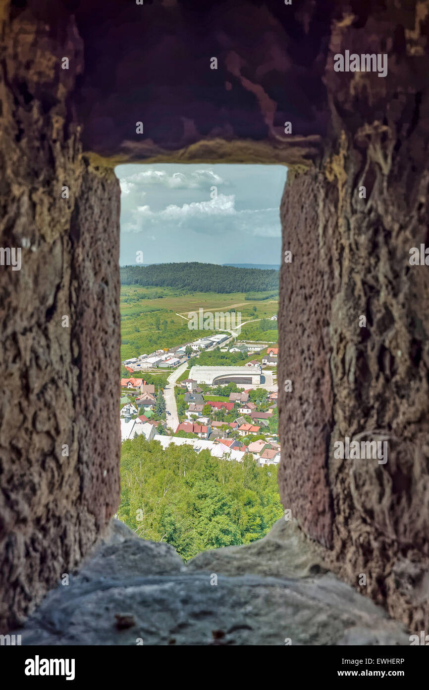 Town of Checiny seen from Checiny Castle, Poland Stock Photo - Alamy