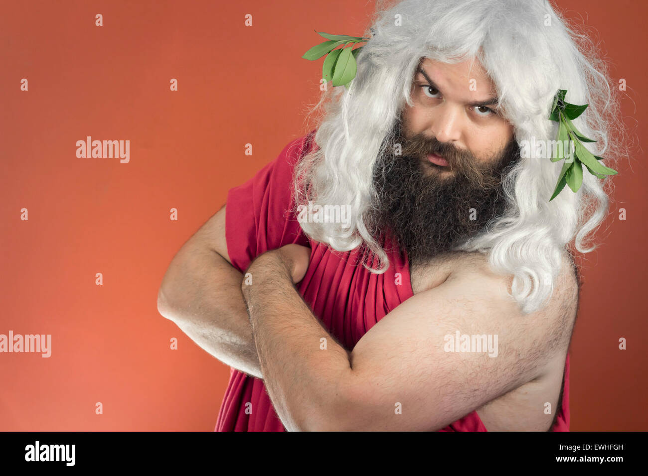 Confident zeus god or jupiter folds his arms and is ready for business ...