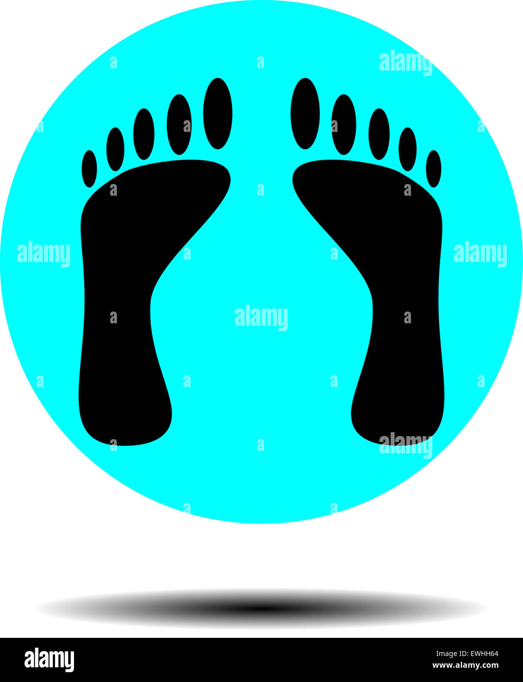 Foot print icon. Barefoot and step, human sole, leg and finger. Vector ...