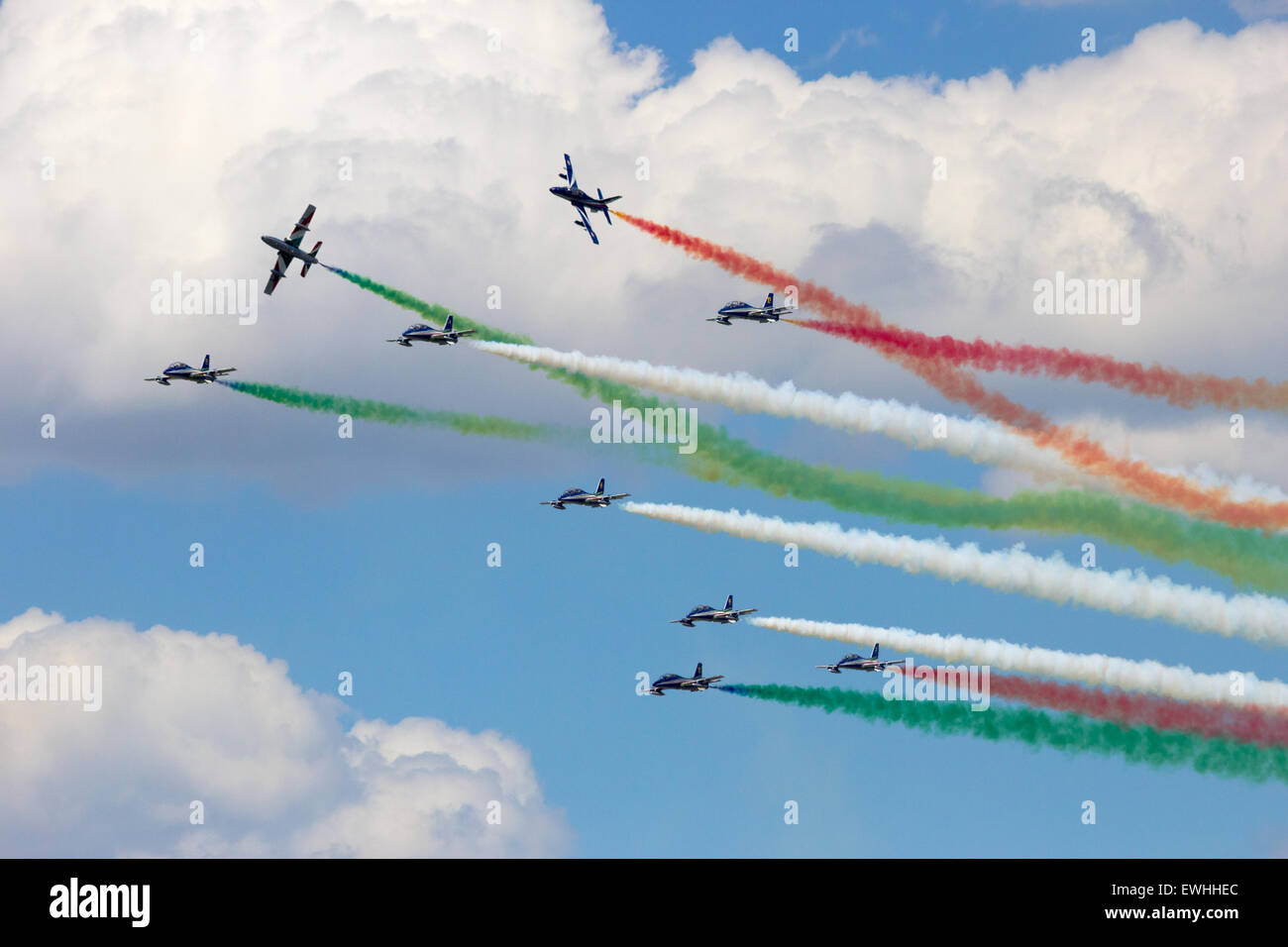 Italian demonstration team Frecce Tricolori performing at the Dutch Air ...