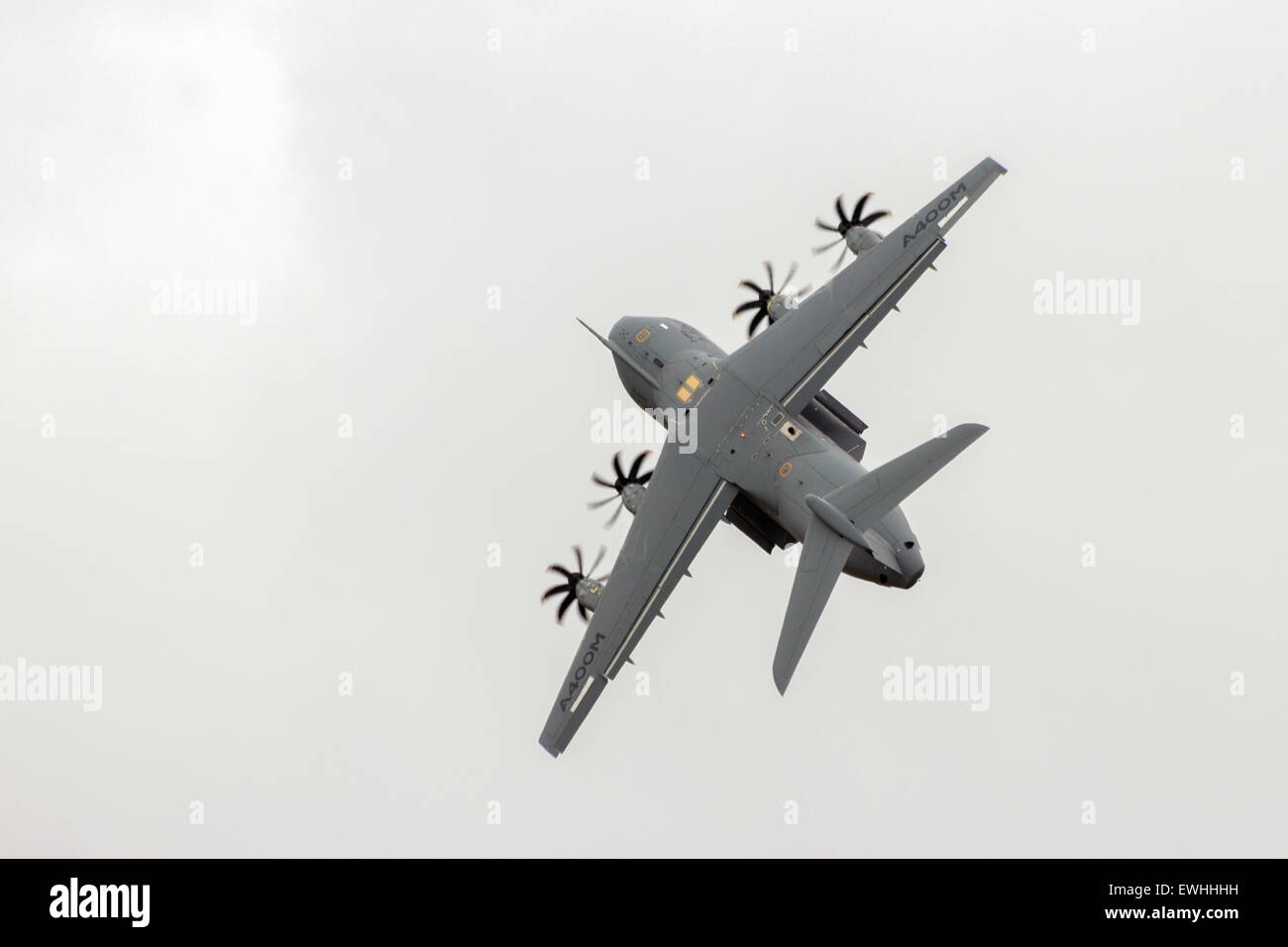 New Airbus A400M military transport plane in a steep take-off. The ...