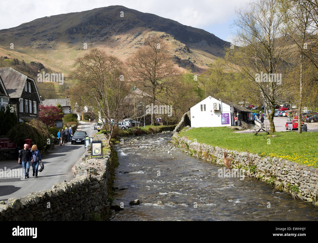 Glenridding Beck stream in village, Lake District national park ...