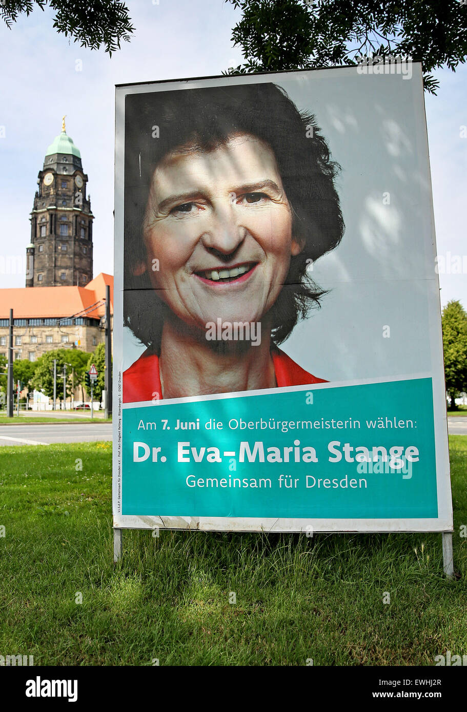 Dresden, Germany. 26th June, 2015. A poster for SPD candidate and ...