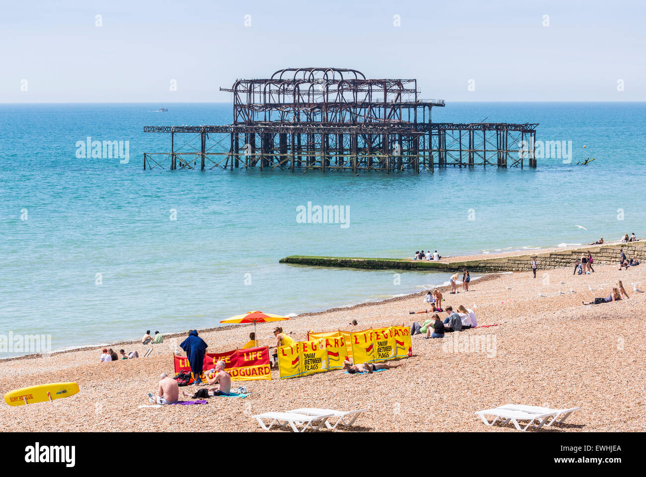 Remains of burnt out west pier at brighton hi-res stock photography and ...
