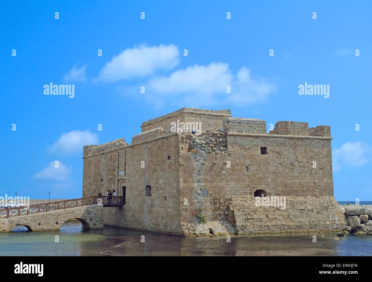 Old fort on Mediterranean Sea coast in city of Paphos, Republic of ...