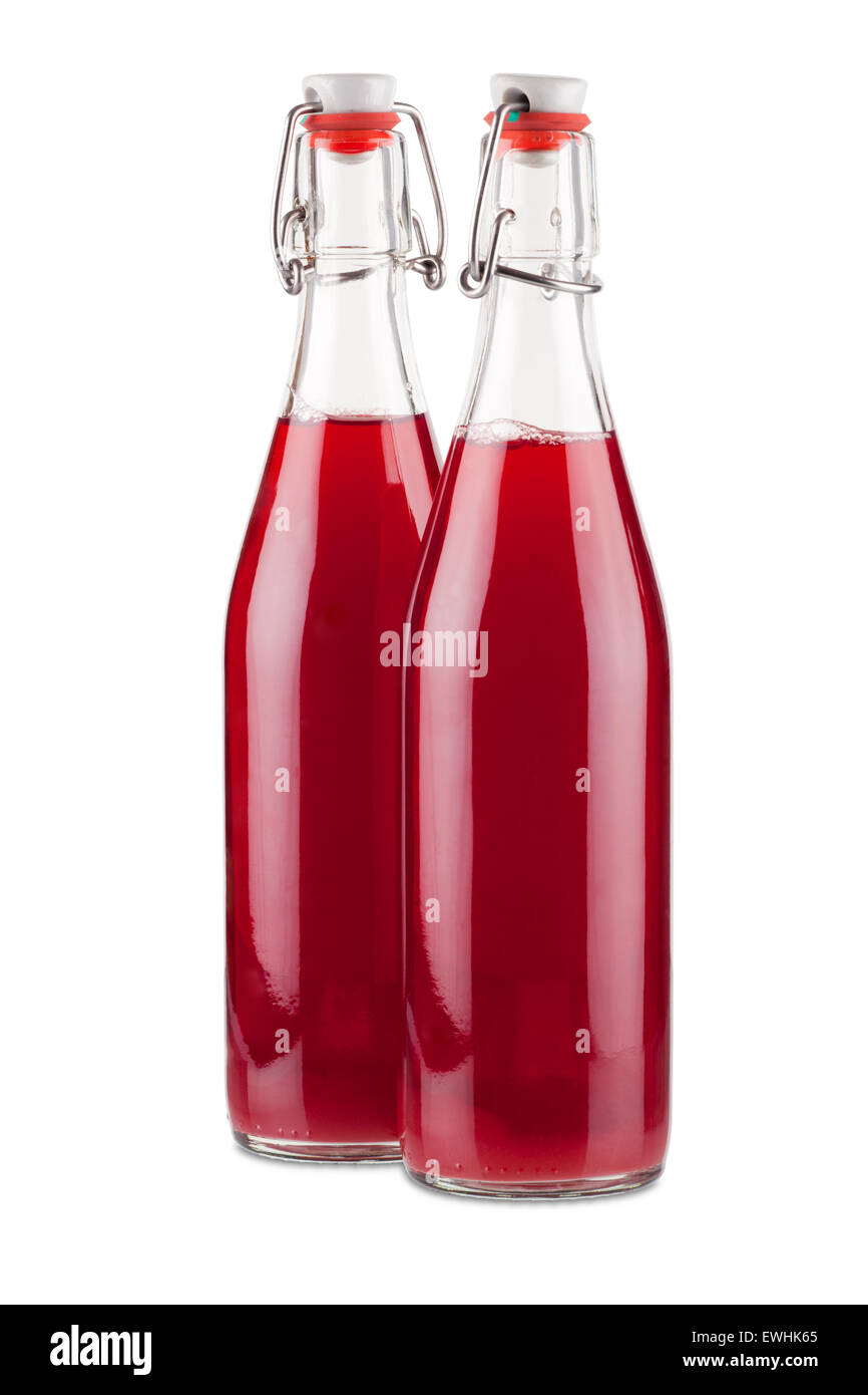Two bottles of fresh currant syrup isolated on white background Stock ...