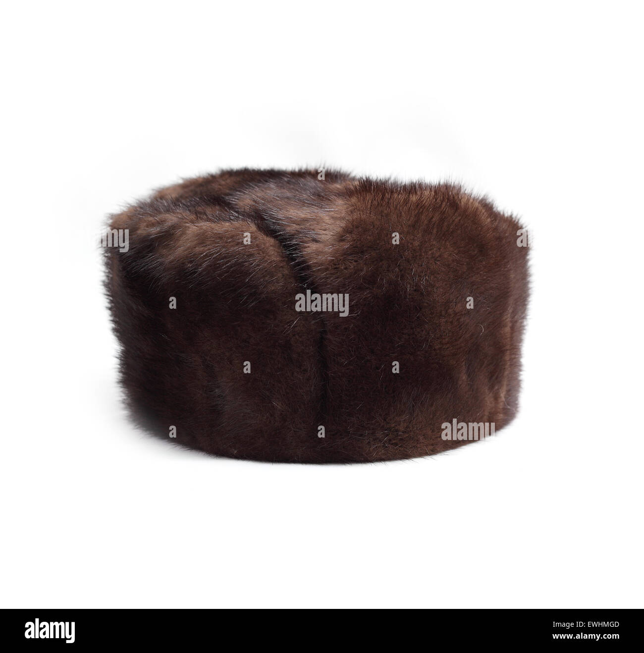 Mink fur hat. Isolated on white background Stock Photo - Alamy