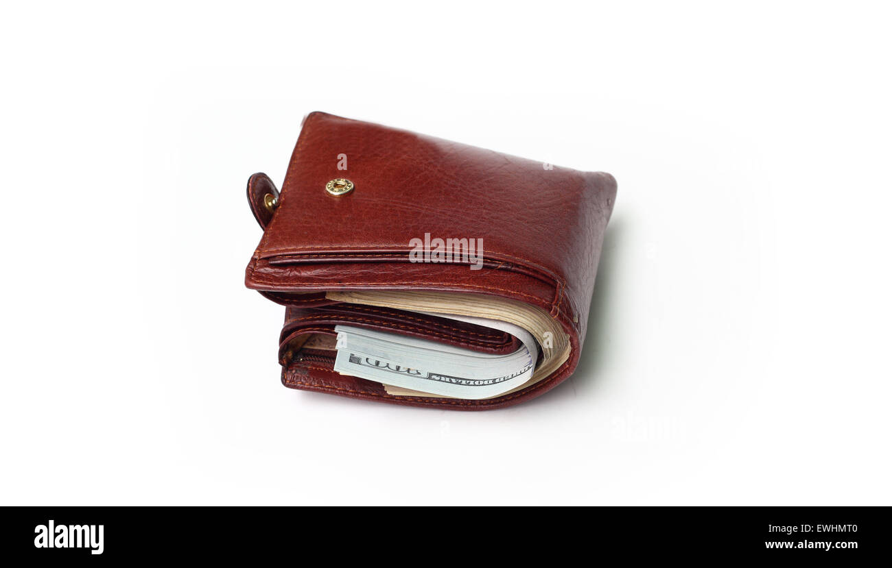 brown wallet with money Stock Photo - Alamy
