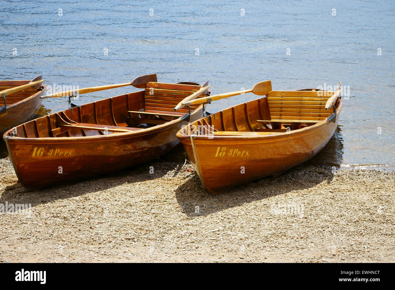 Rowboats on the banks of Lake Titisee in the Black Forest Stock Photo ...
