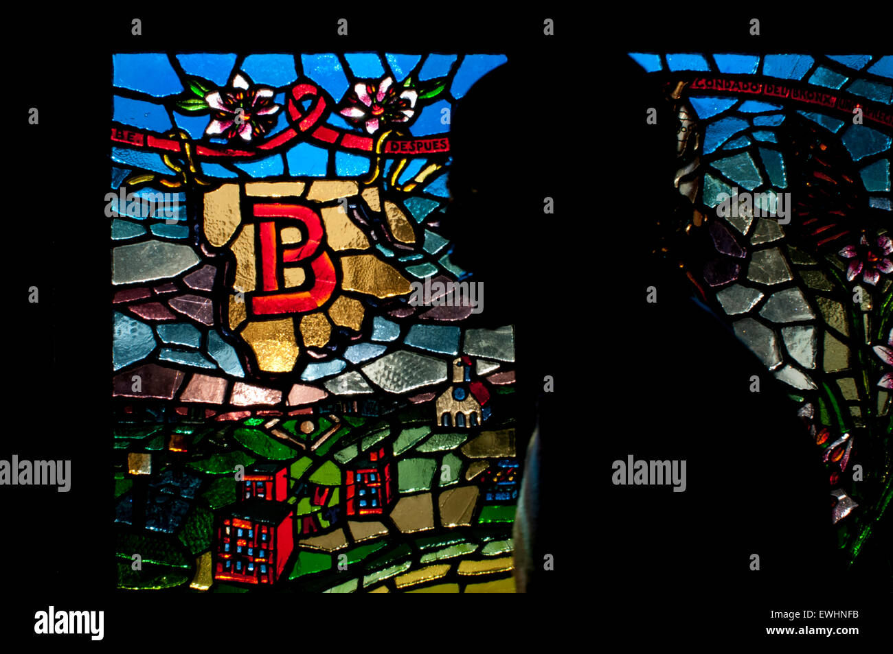 A stained glass window in one of the underground stations in the Bronx ...