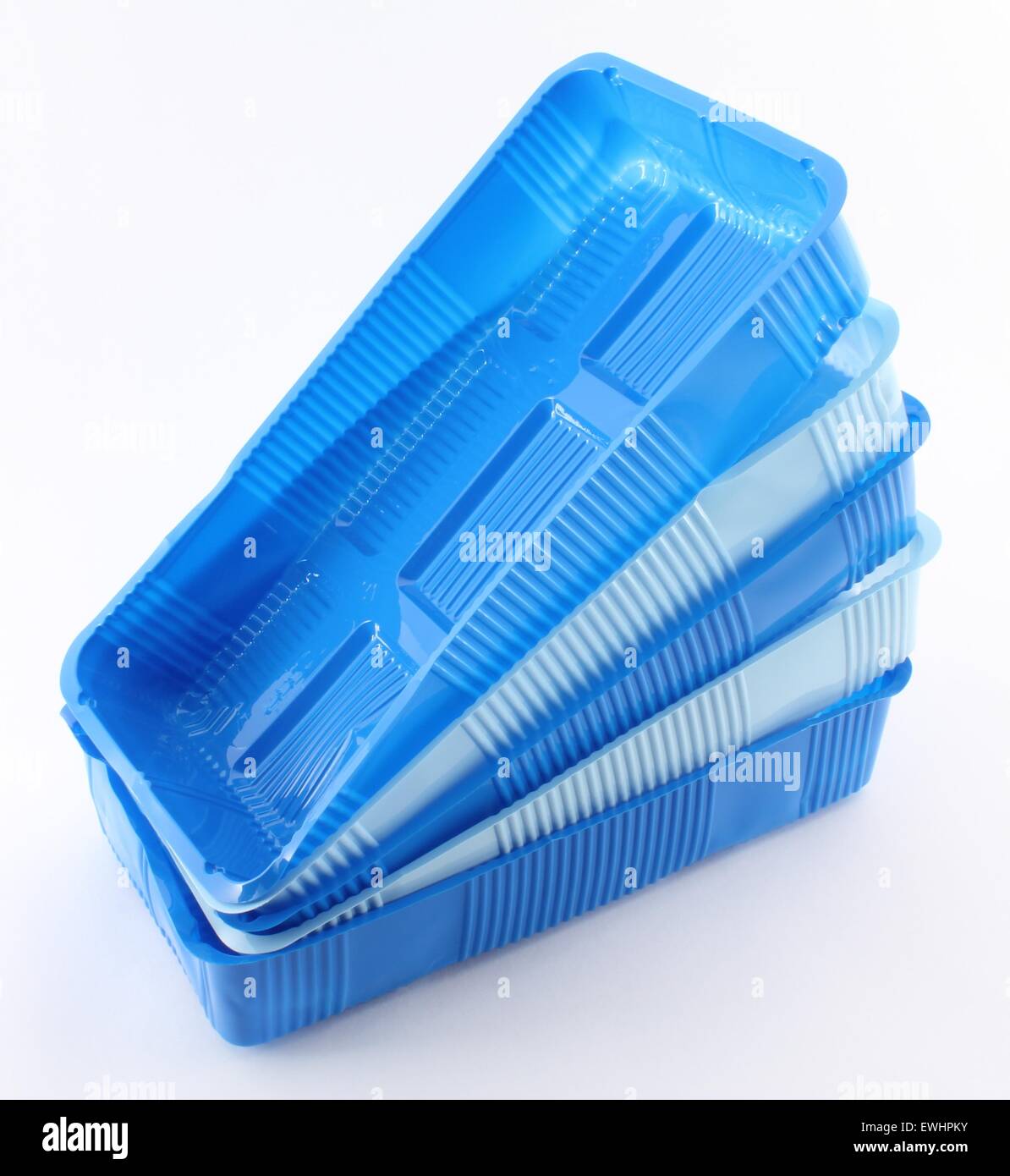 Stack of plastic containers for food, blue Stock Photo - Alamy