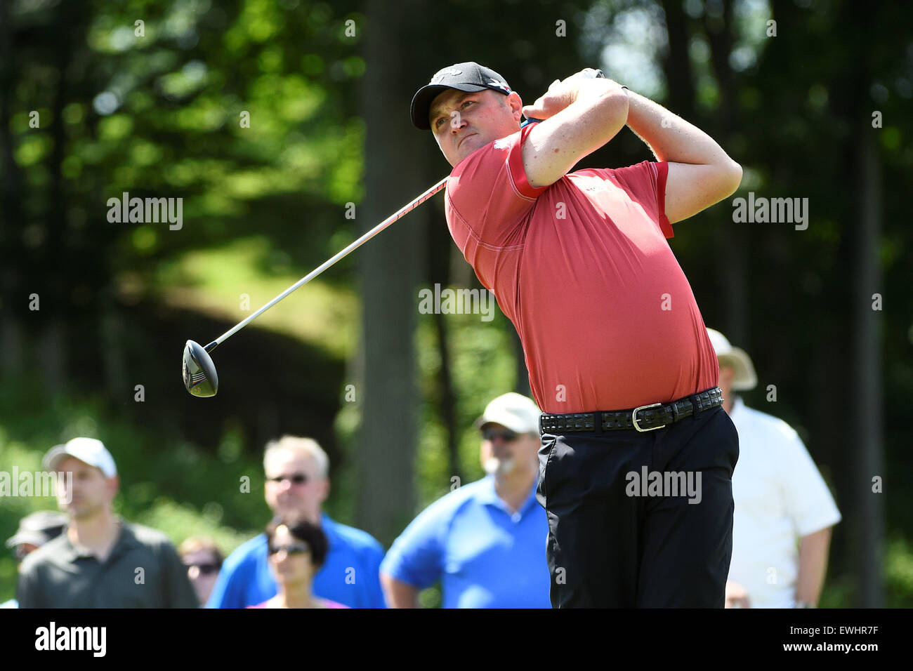 Cromwell, Connecticut, USA. 26th June, 2015. Jason Kokrak tees off from ...