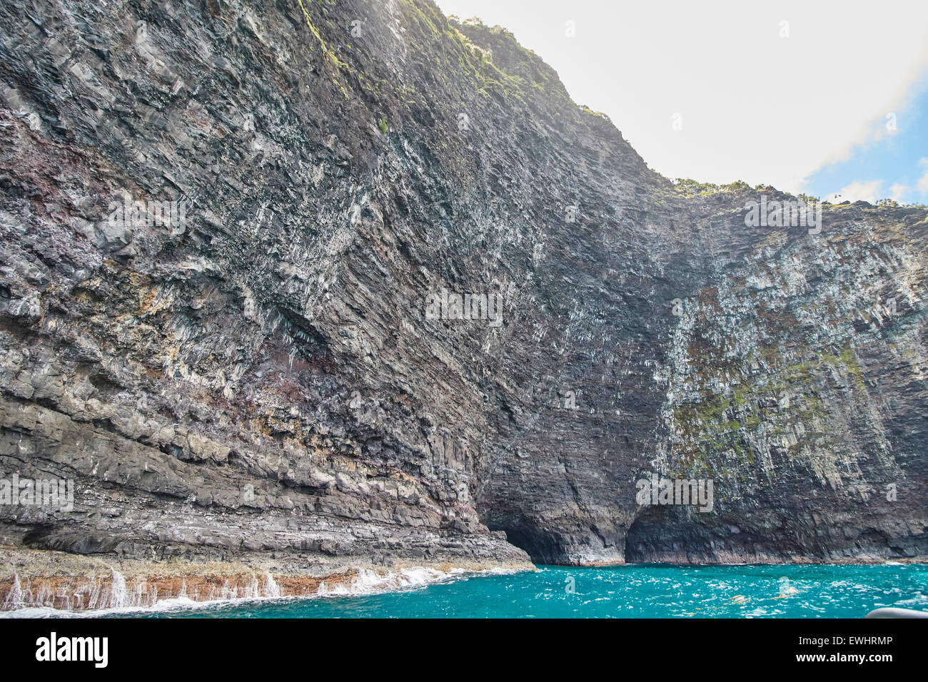 Cliffs and Sea Caves, Na Pali Coast, Kauai, Hawaii Stock Photo - Alamy