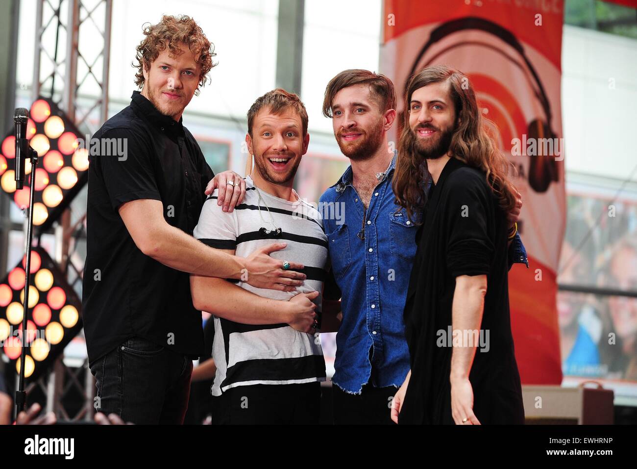 New York, NY, USA. 26th June, 2015. Dan Reynolds, Ben McKee, Daniel ...