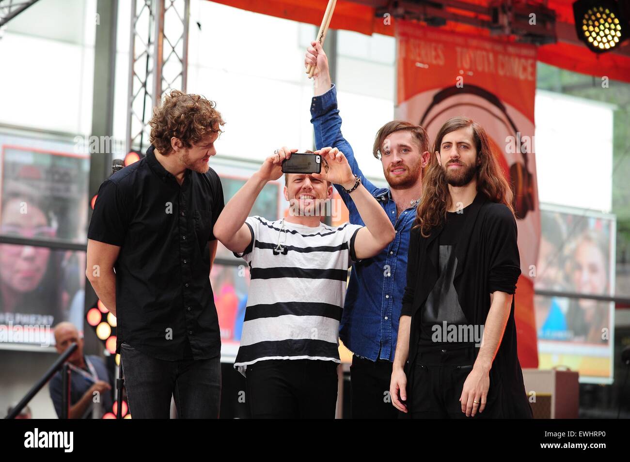 New York, NY, USA. 26th June, 2015. Dan Reynolds, Ben McKee, Daniel ...