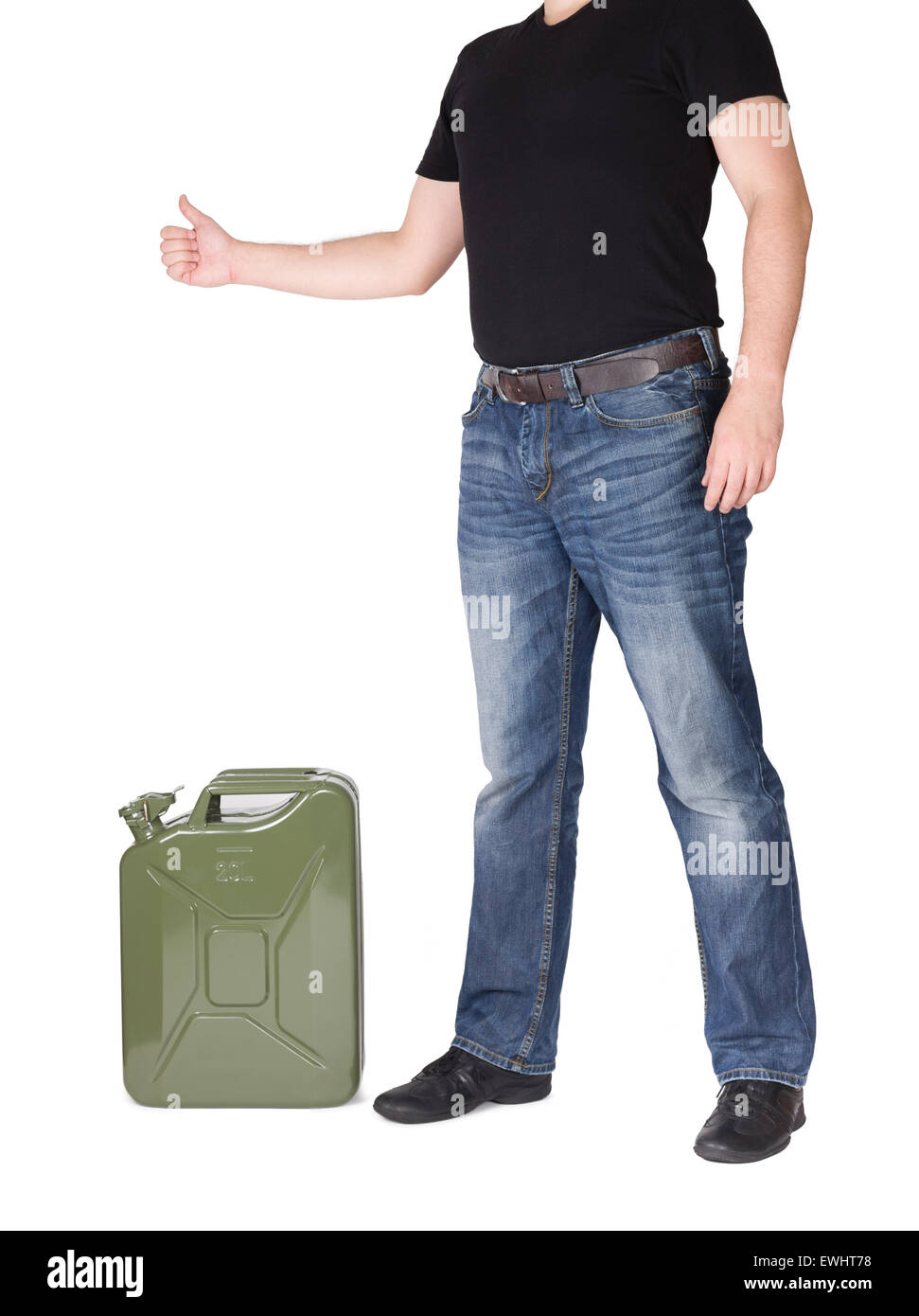 Man opening jerry can Stock Photo - Alamy