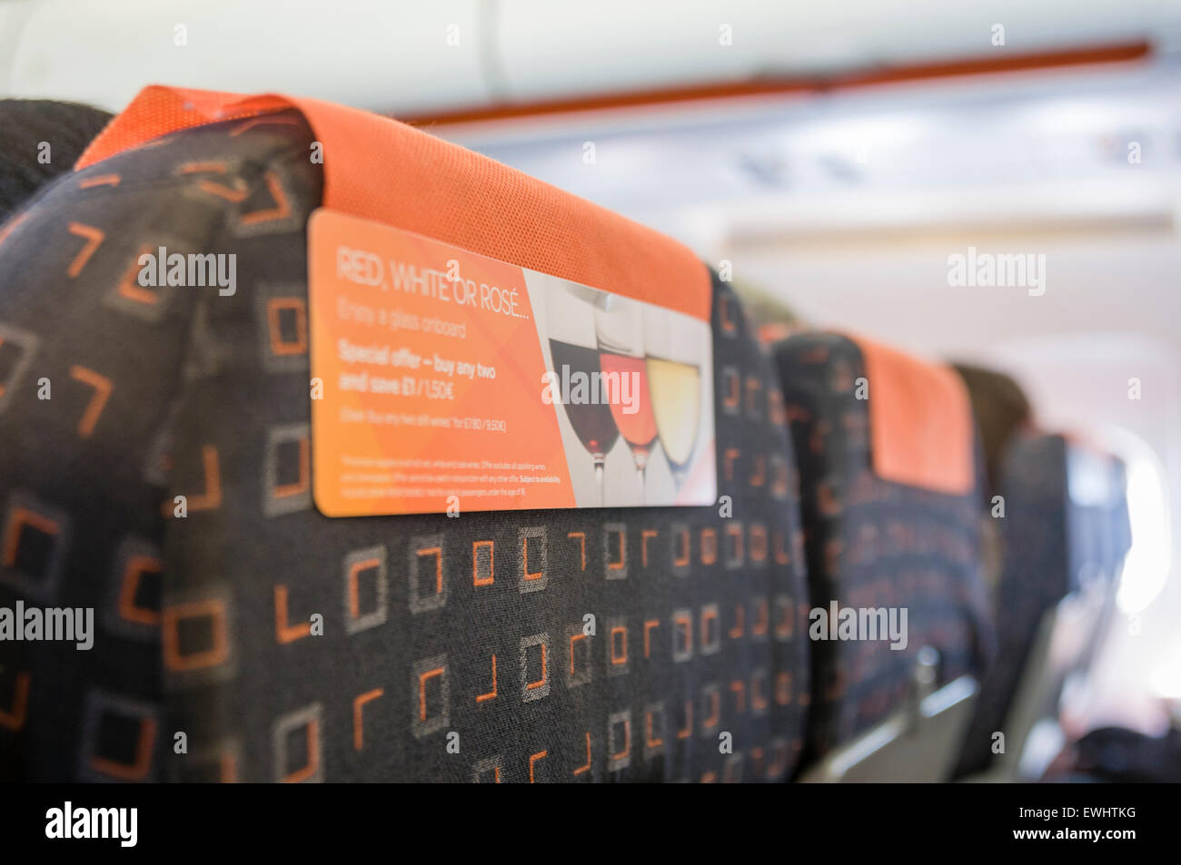 Advertisement on the back of a seat on an Easyjet flight advertising ...