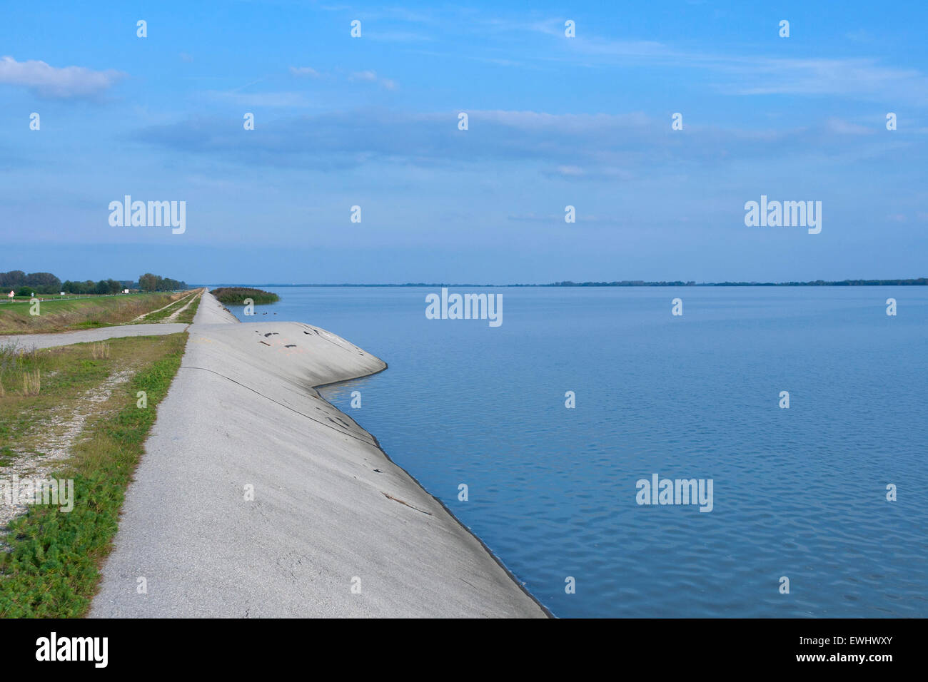 Dusk Dubrava lake reservoir landscape in Prelog, Croatia. Prelog is a ...
