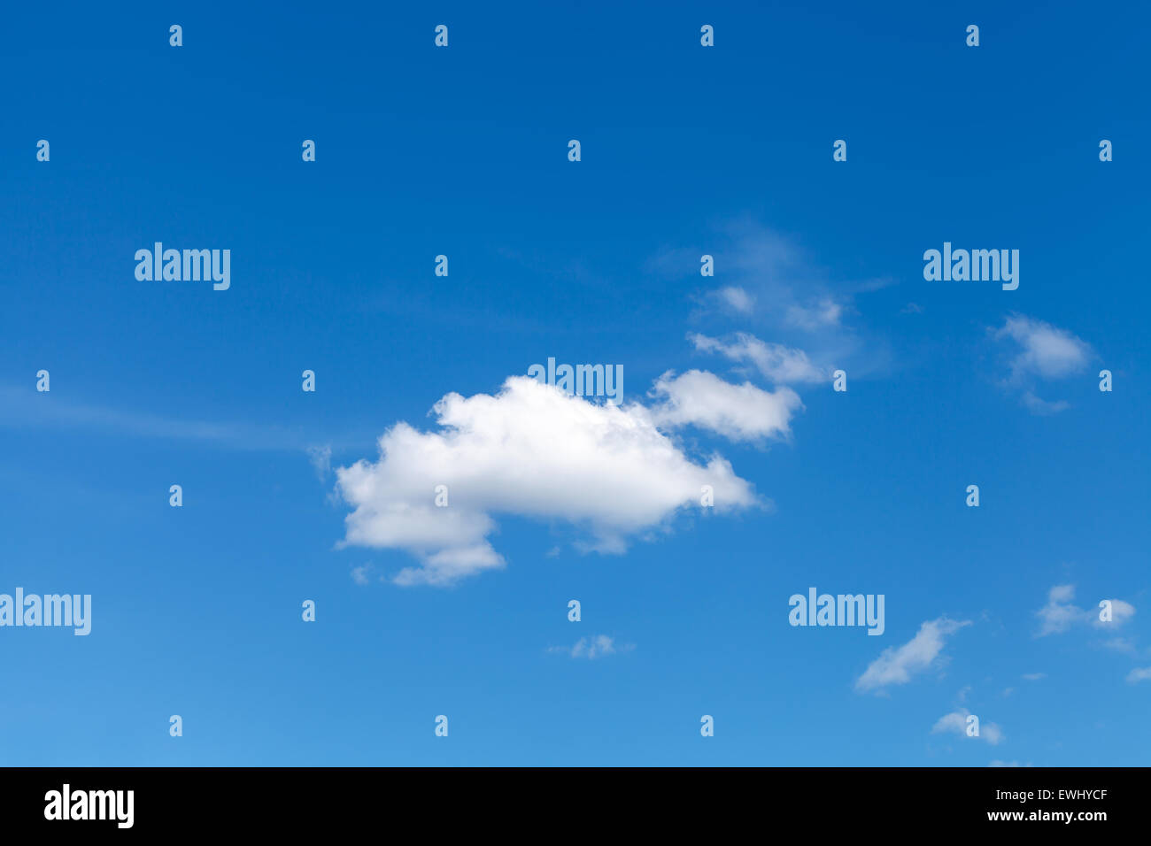 little cumulus white clouds in blue sky in summer Stock Photo - Alamy
