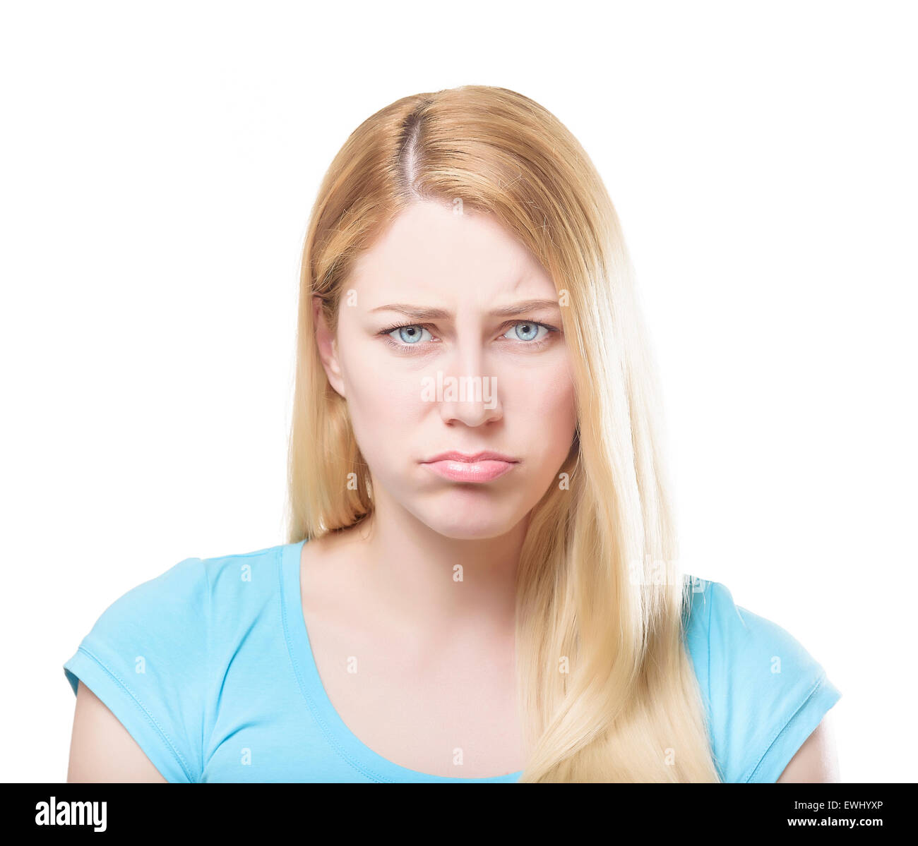 PoBlonde woman making pout Stock Photo - Alamy
