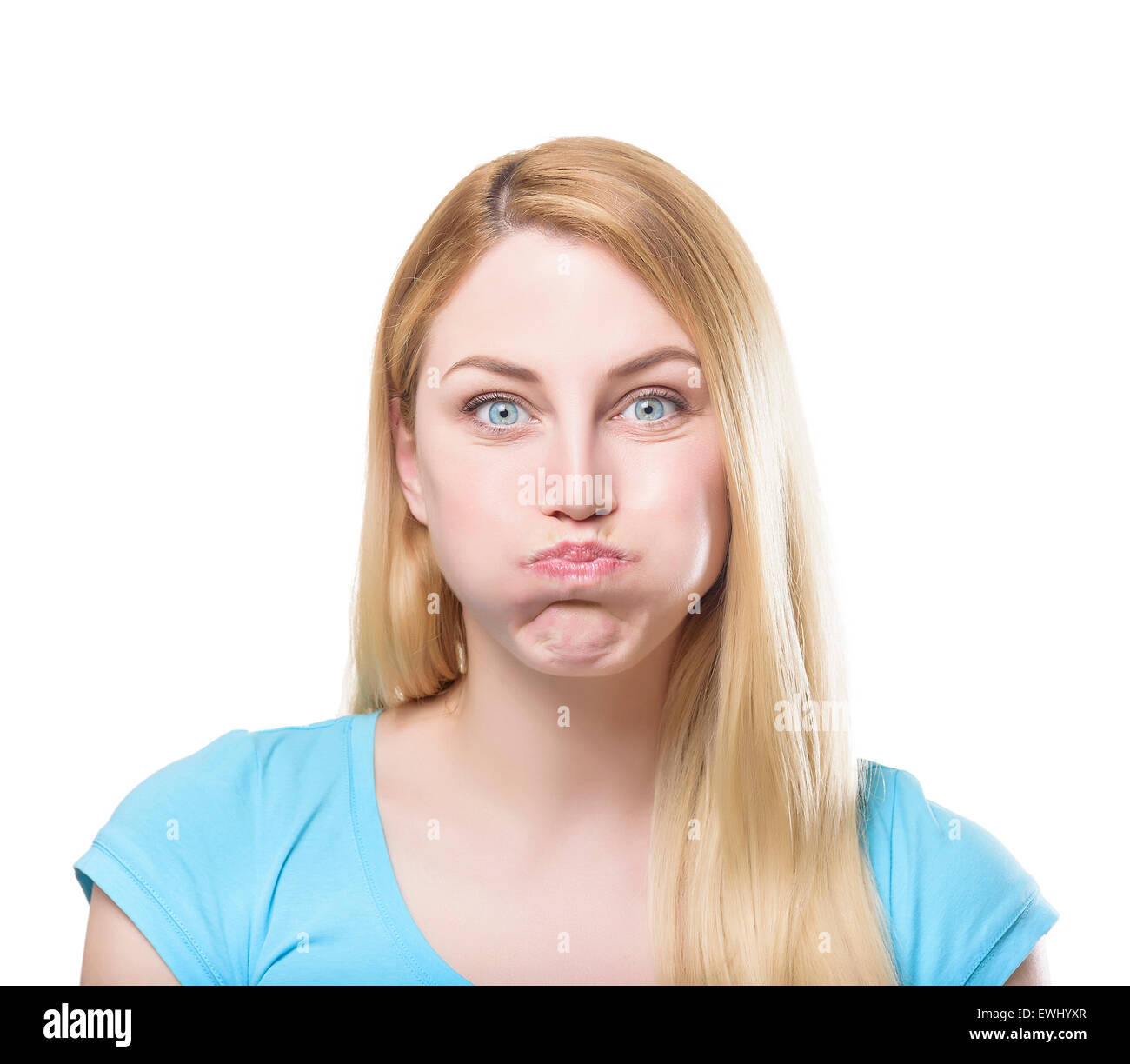 PoBlonde woman making pout Stock Photo - Alamy