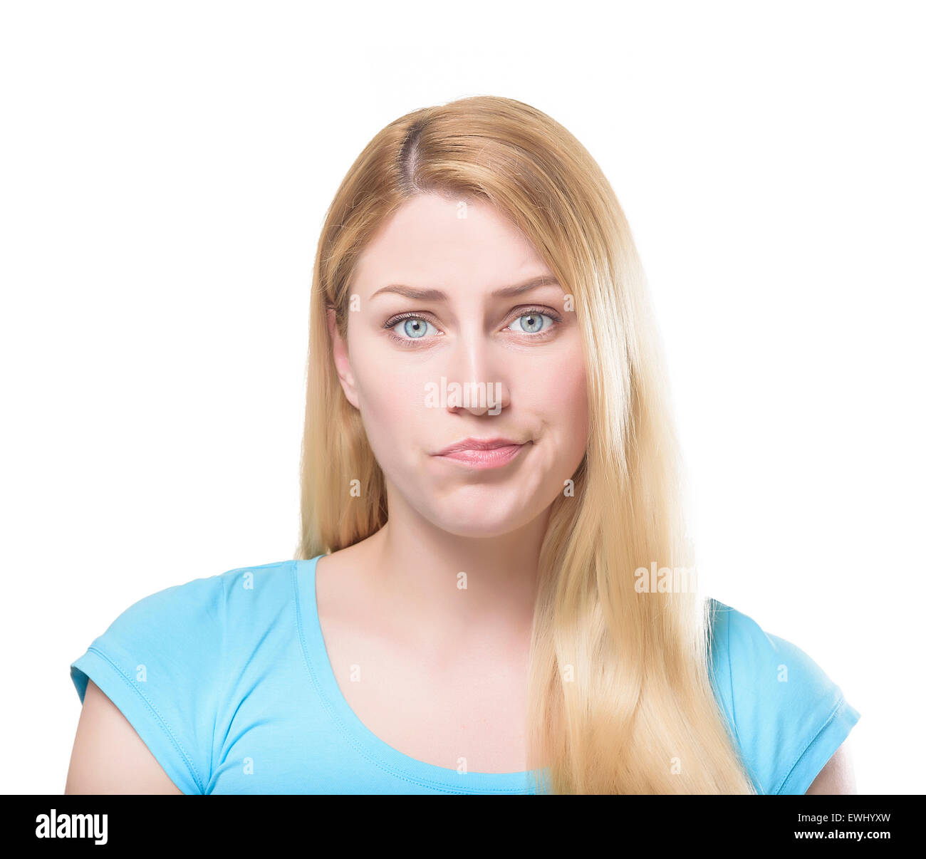 PoBlonde woman making pout Stock Photo - Alamy