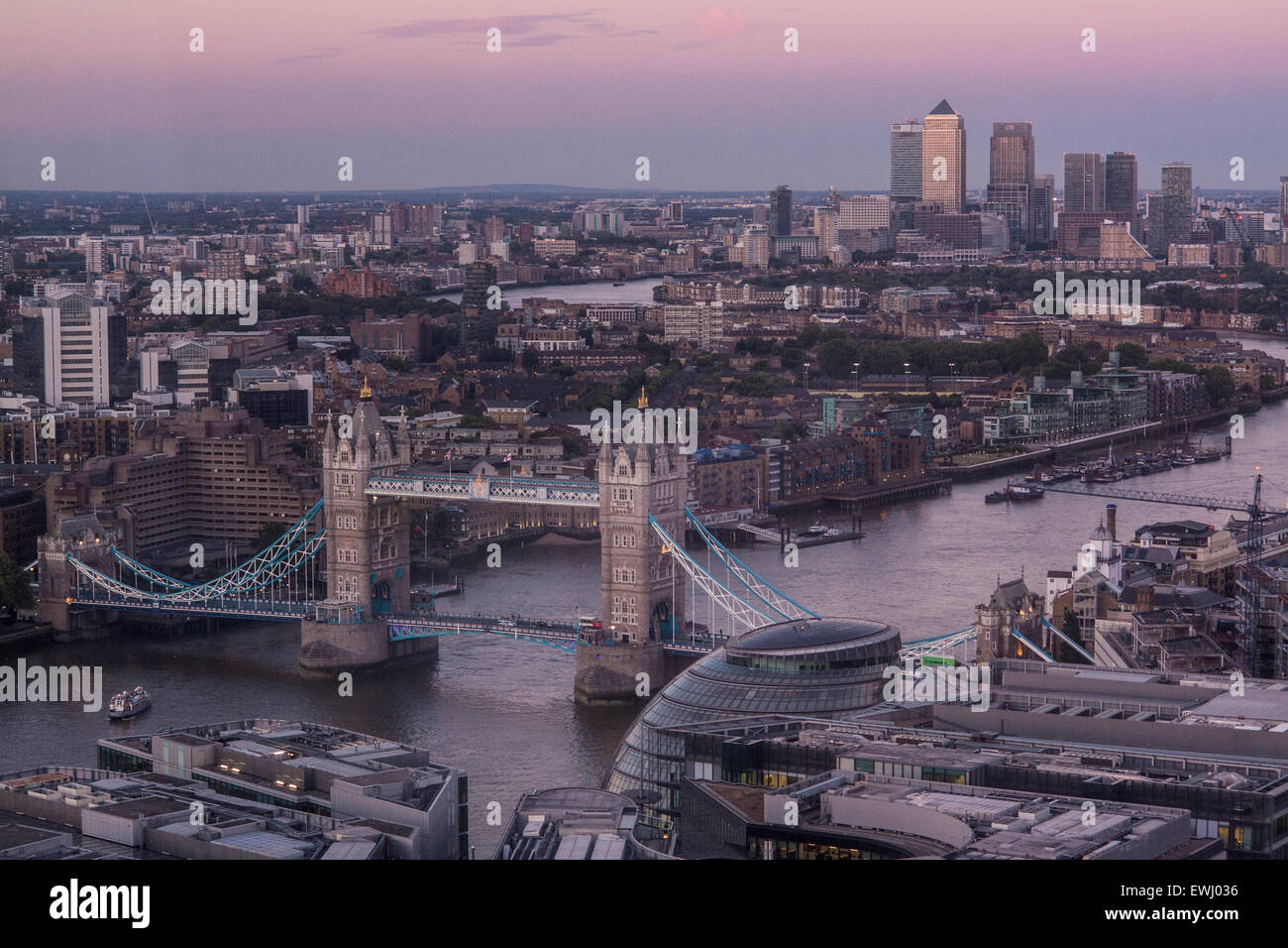 A view over London at night looking over the City of London with Tower ...