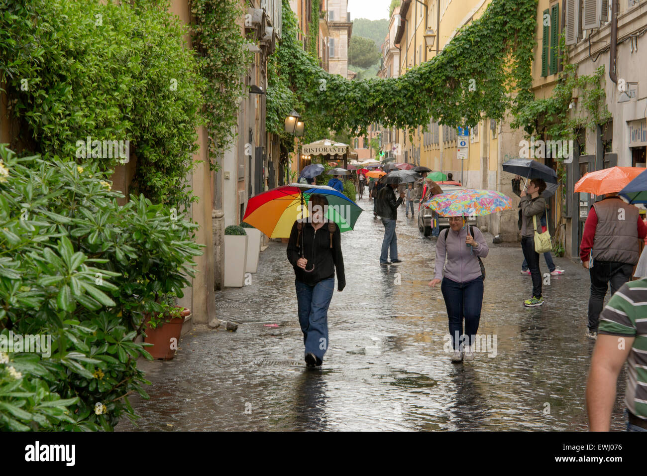 rainy streets of Rome Stock Photo - Alamy