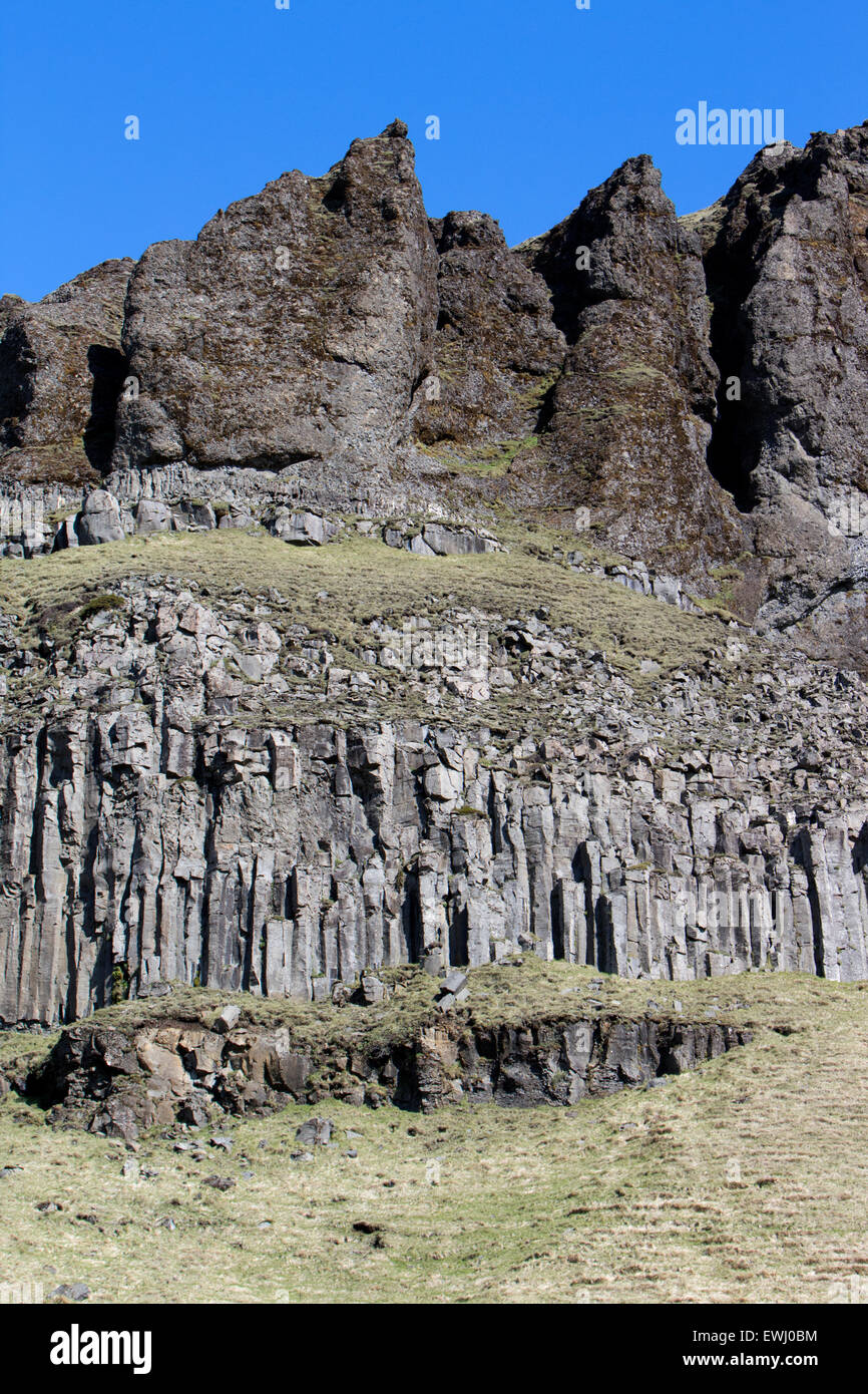 hexagonal basalt volcanic columns rock formations in cliffs near the ... hexagonal basalt volcanic columns rock formations in cliffs near the ...