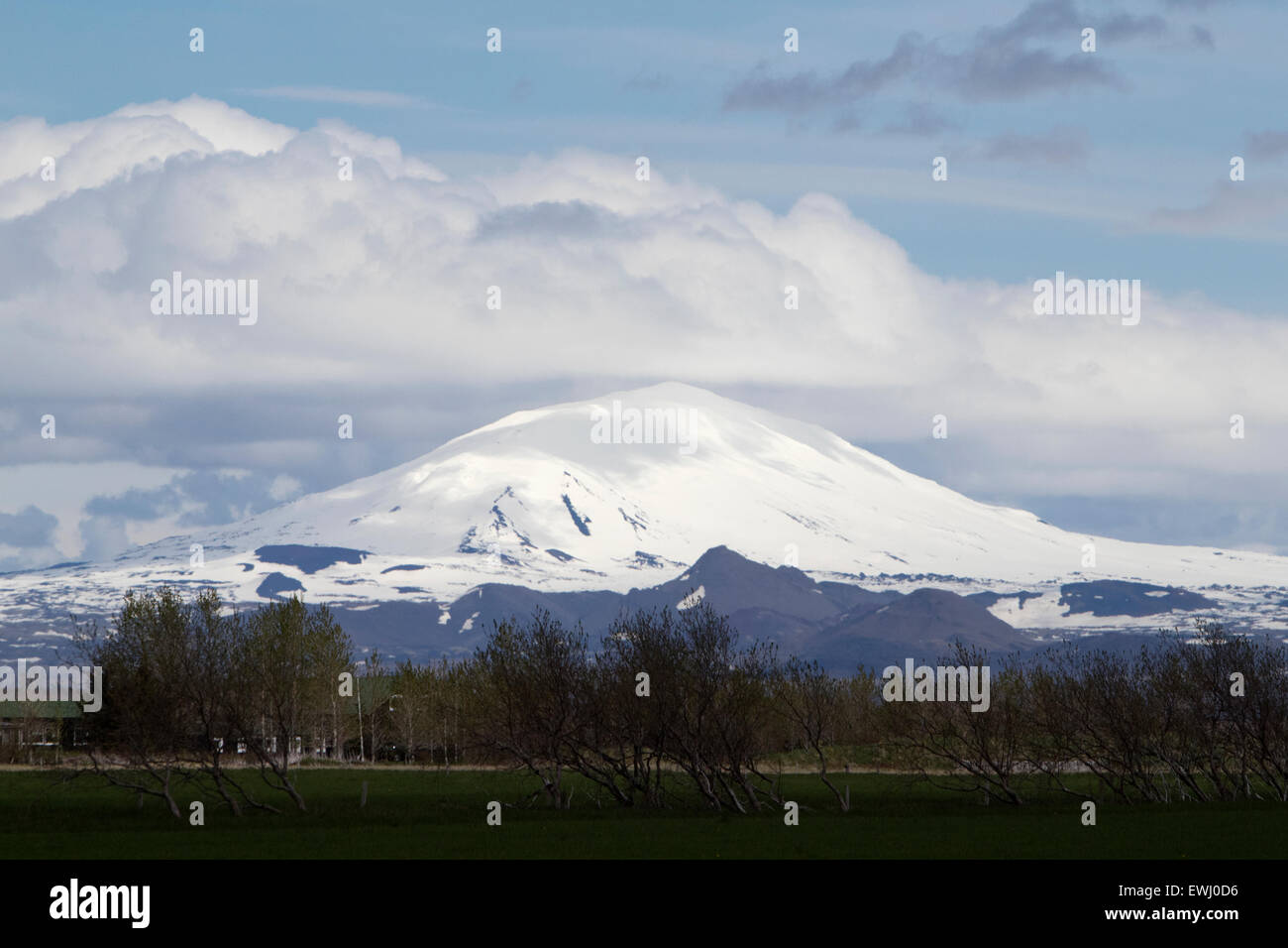 snow capped hekla stratovolcano volcano in southern Iceland Stock Photo ...
