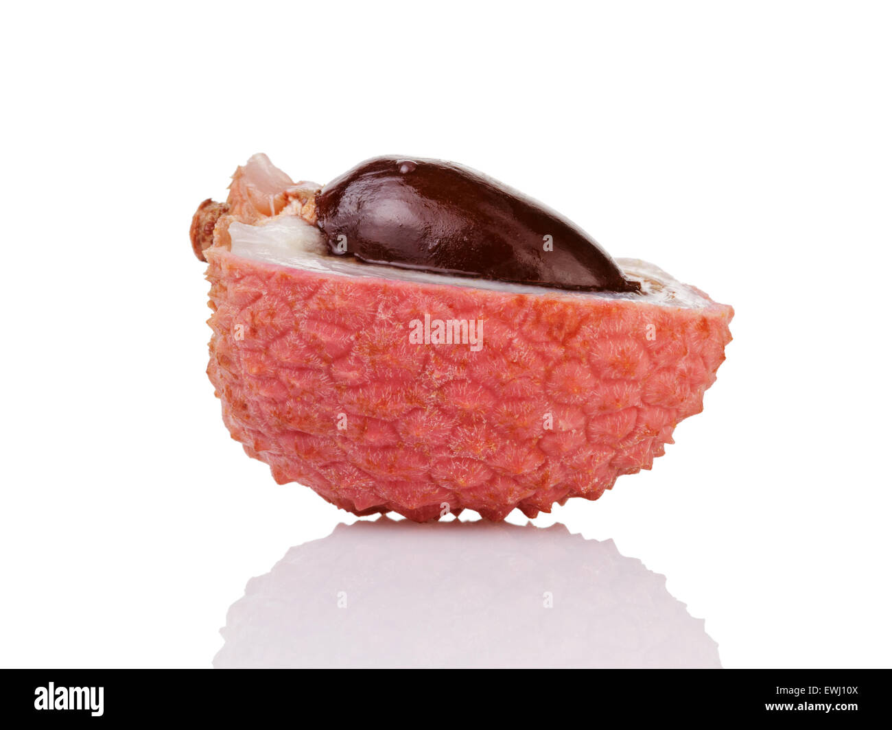 half lychee fruit isolated on white Stock Photo - Alamy