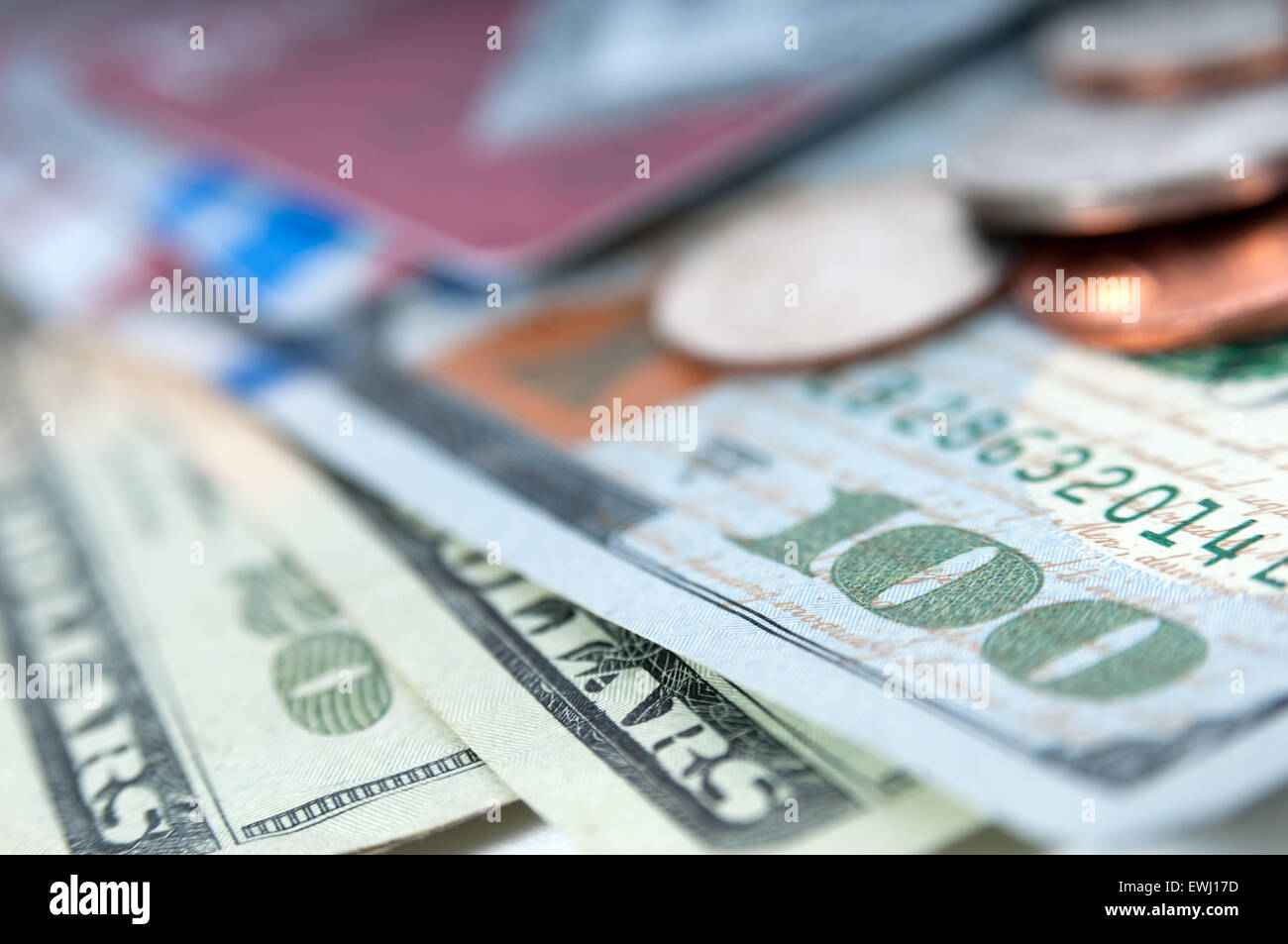 American dollar money bills and coins close up Stock Photo - Alamy