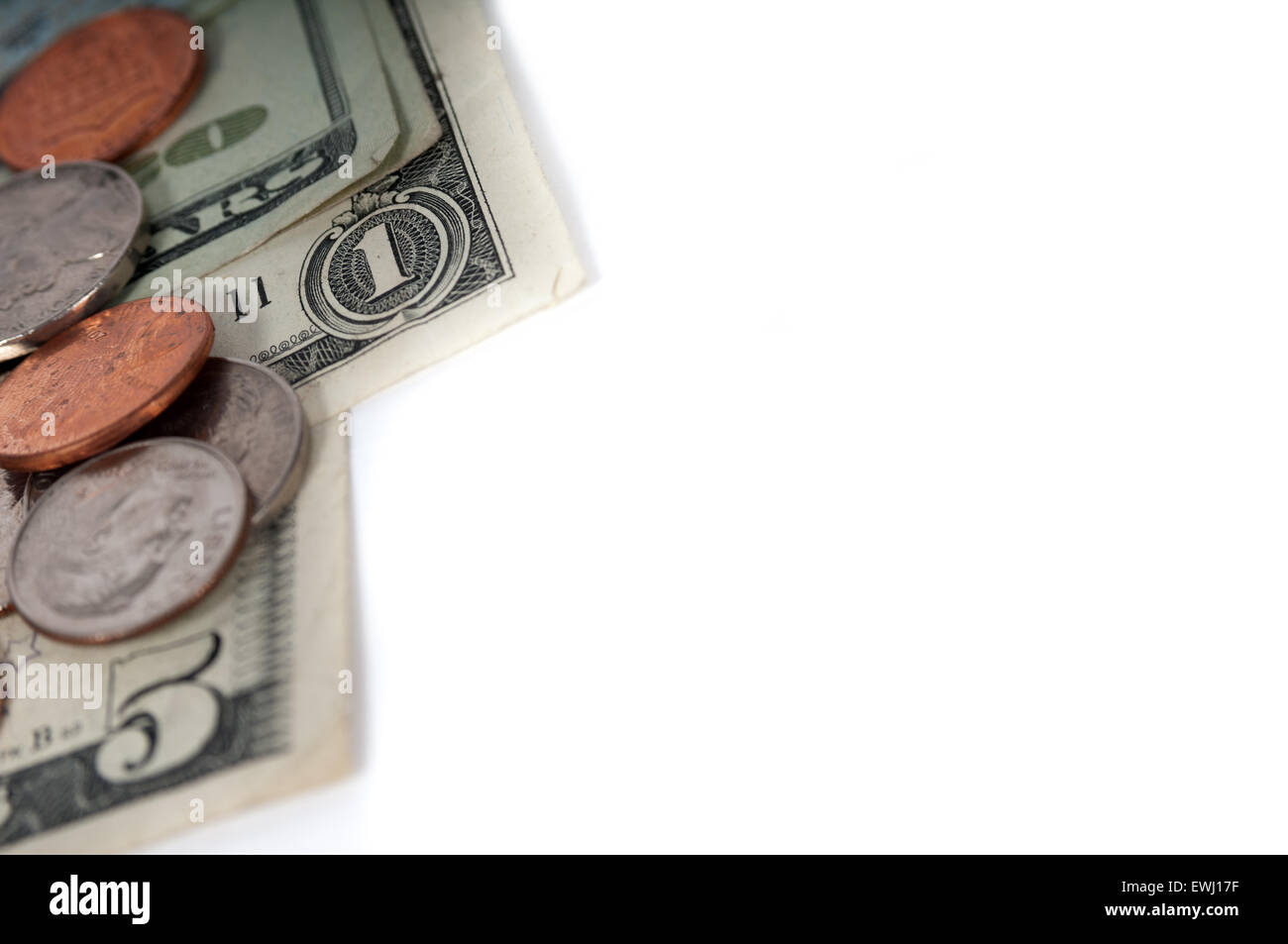 American dollar money bills and coins close up Stock Photo - Alamy
