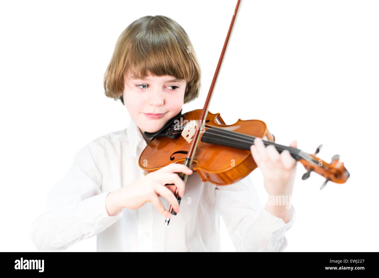 School child playing violin, isolated on white Stock Photo - Alamy