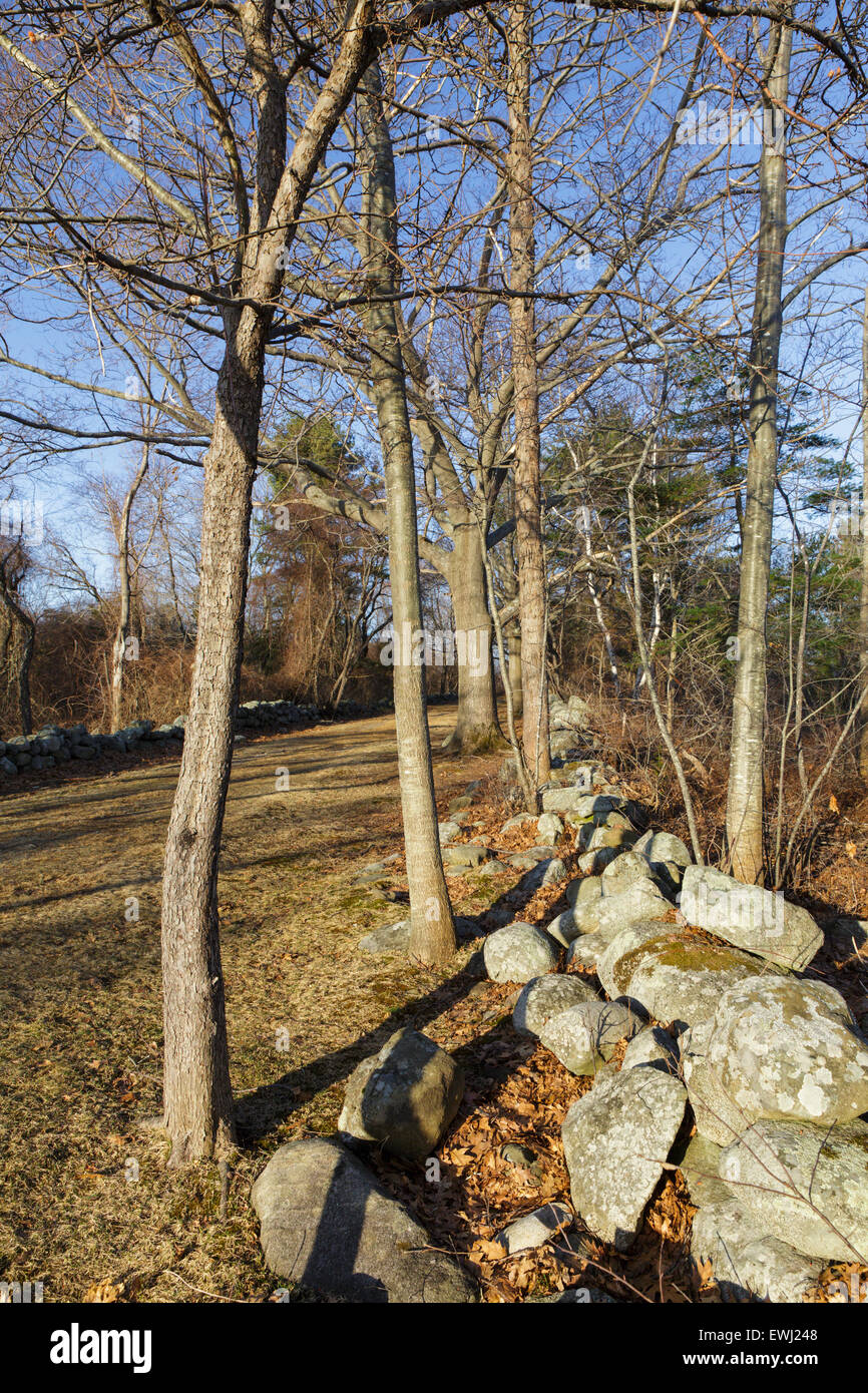 Stone wall at Odiorne Point State Park in Rye, New Hampshire USA during ...