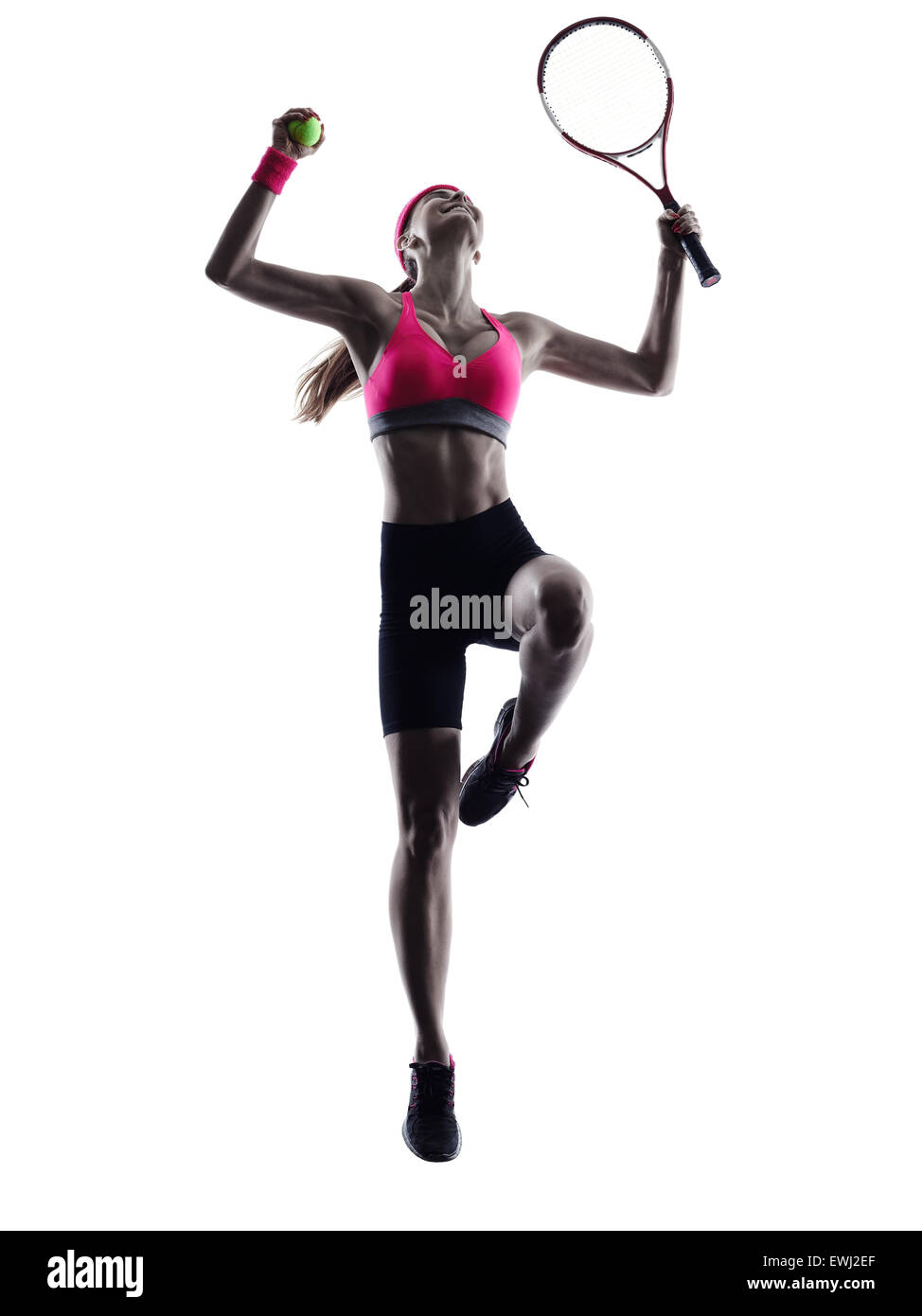 Tennis player jumping in Cut Out Stock Images & Pictures - Alamy