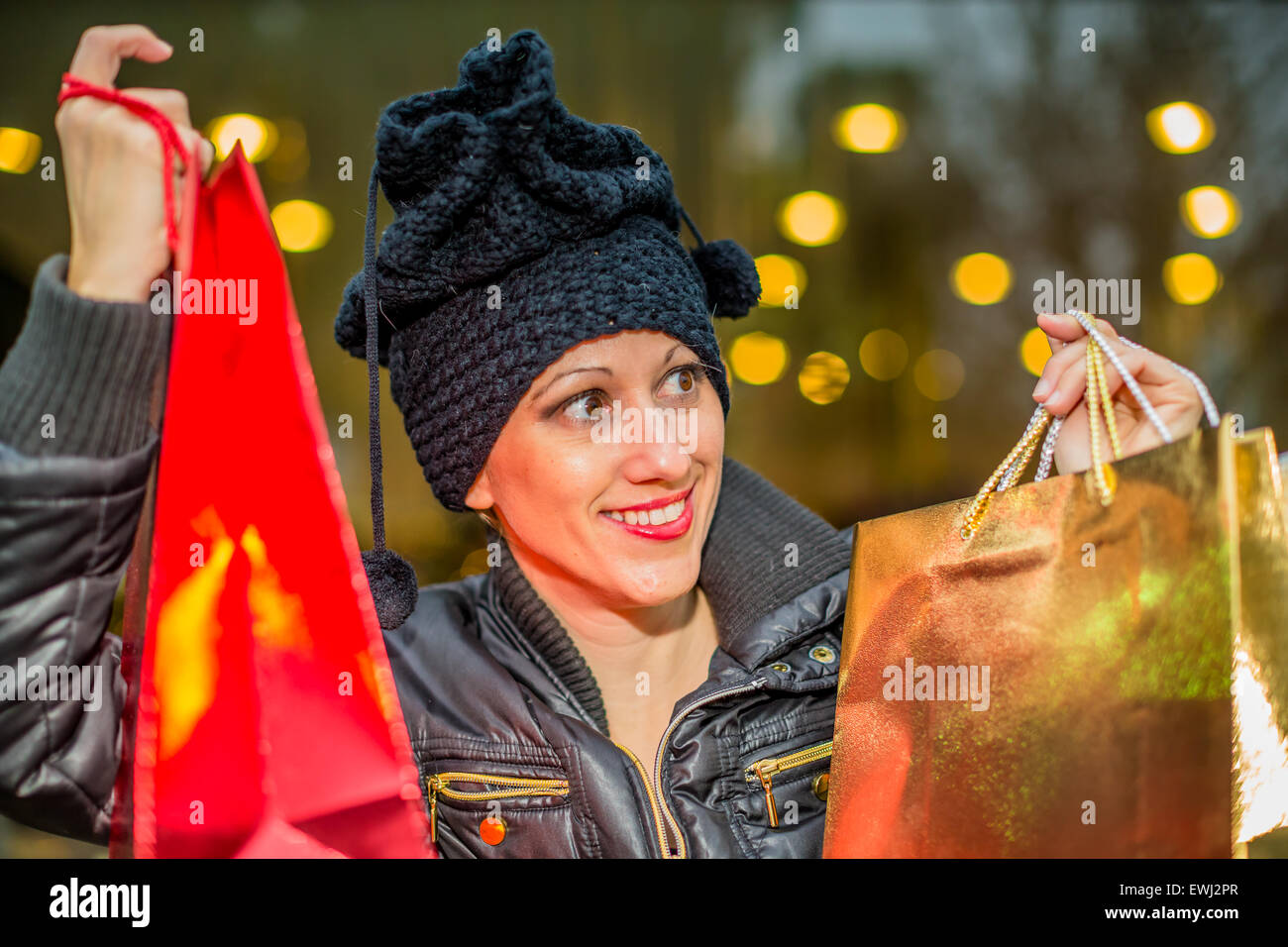 Happy Christmas Shopping Stock Photo - Alamy