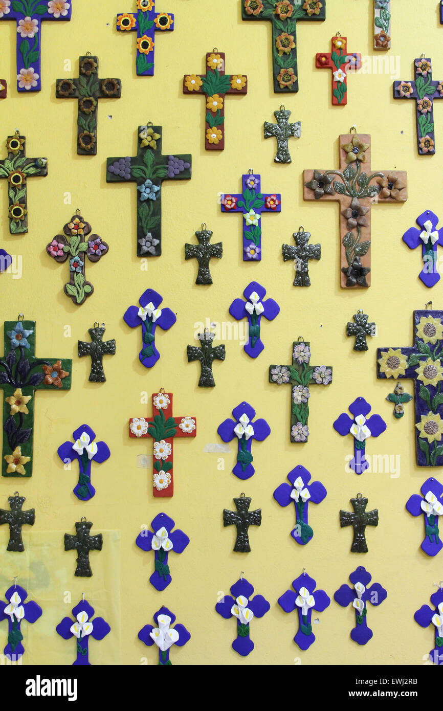 Painted Mexican crosses Stock Photo - Alamy